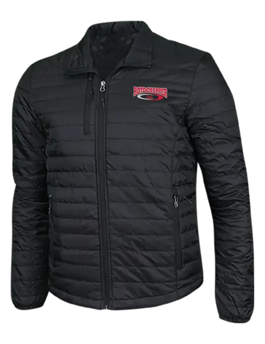 Deep Black Puffy Packable Jacket w/Rotochopper Logo
