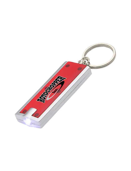 Simple Touch Red LED Keychain w/Rotochopper Logo