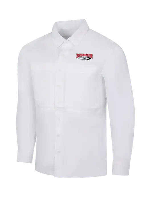 White Long Sleeve UV Daybreak Shirt w/Rotochopper Logo