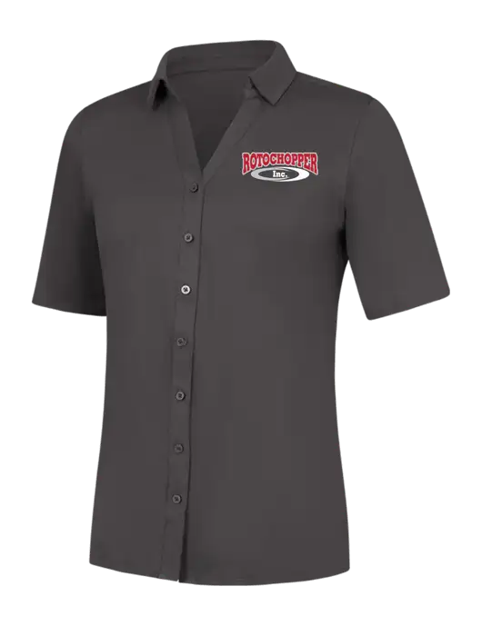 Womens Dark Grey City Stretch Top w/Rotochopper Logo