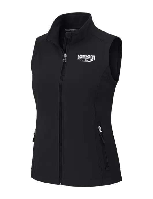 Black Womens Core Soft Shell Vest w/Rotochopper Logo
